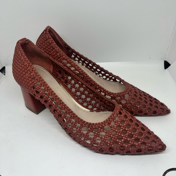 Shoes | Zara Brickrose Basket Weave Block Heel | Poshmark